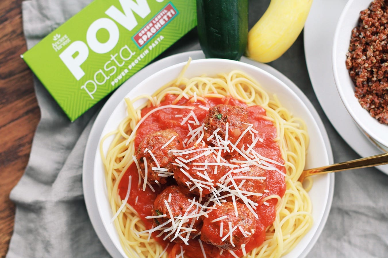 Protein-Packed Spaghetti and Zucchini Quinoa Meatballs - Ancient Harvest