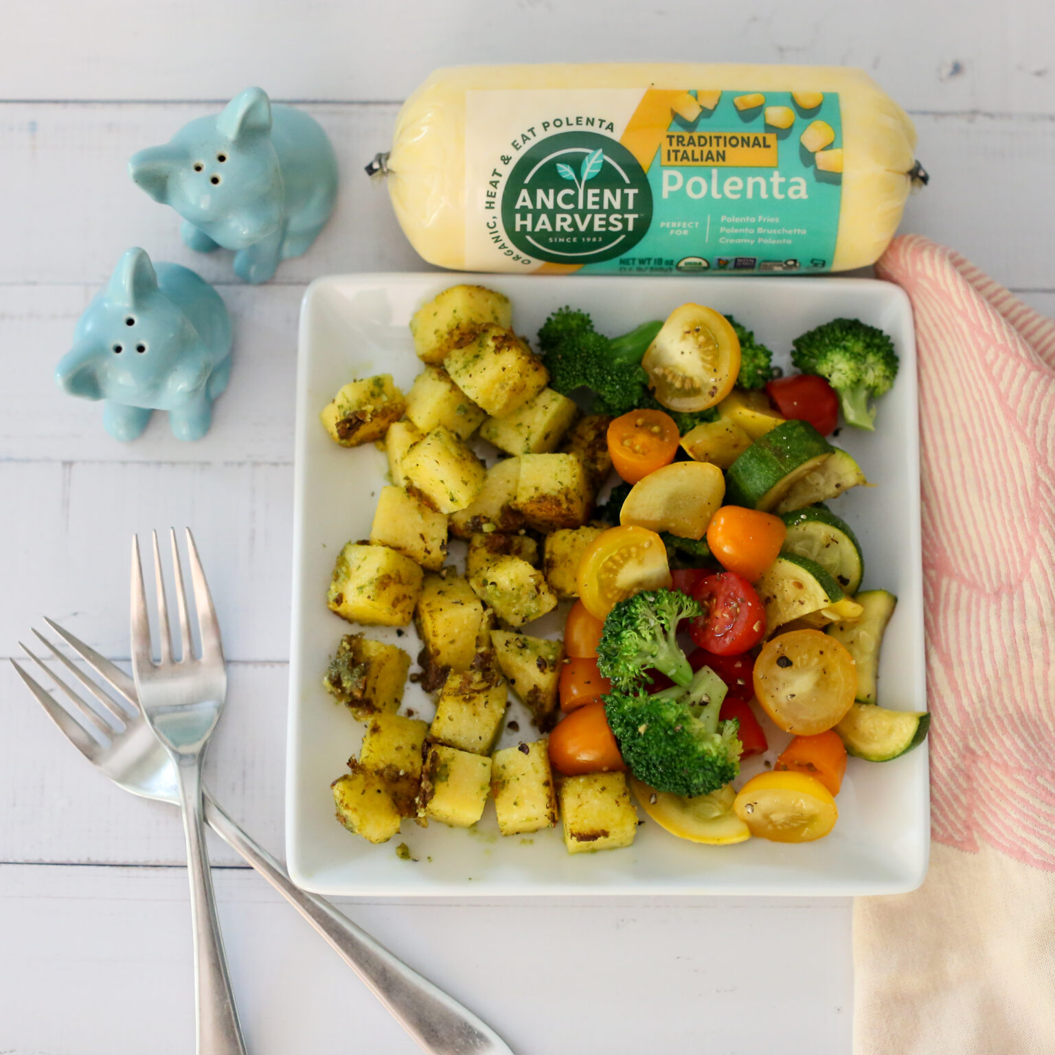 Sauté Polenta with Pesto and Vegetables - Ancient Harvest